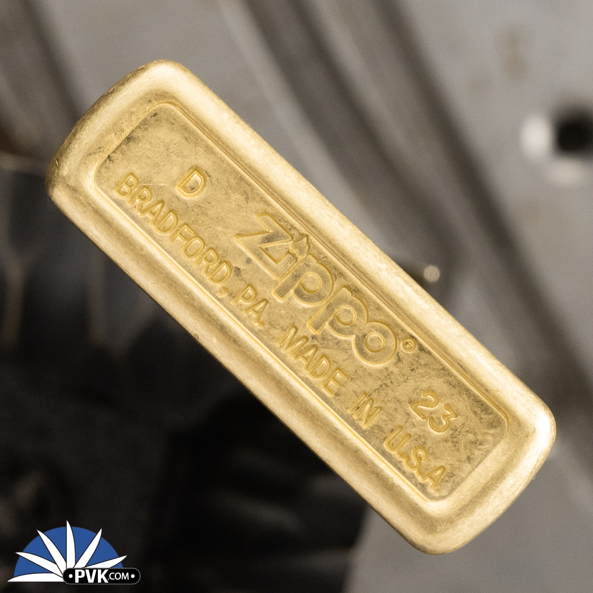 Custom Distressed Brass Lighter With Hand Engraved Skulls & Revolvers - PVK