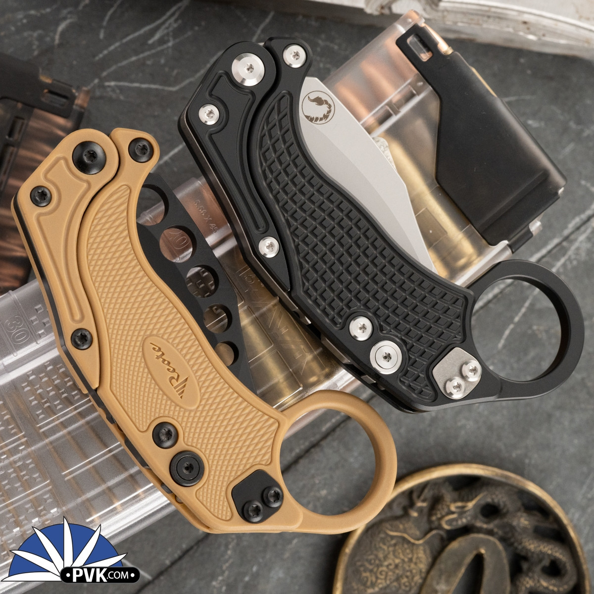 Reate EXO-K Gravity Karambit, Stonewashed N690, Black Oxide Aluminum ...