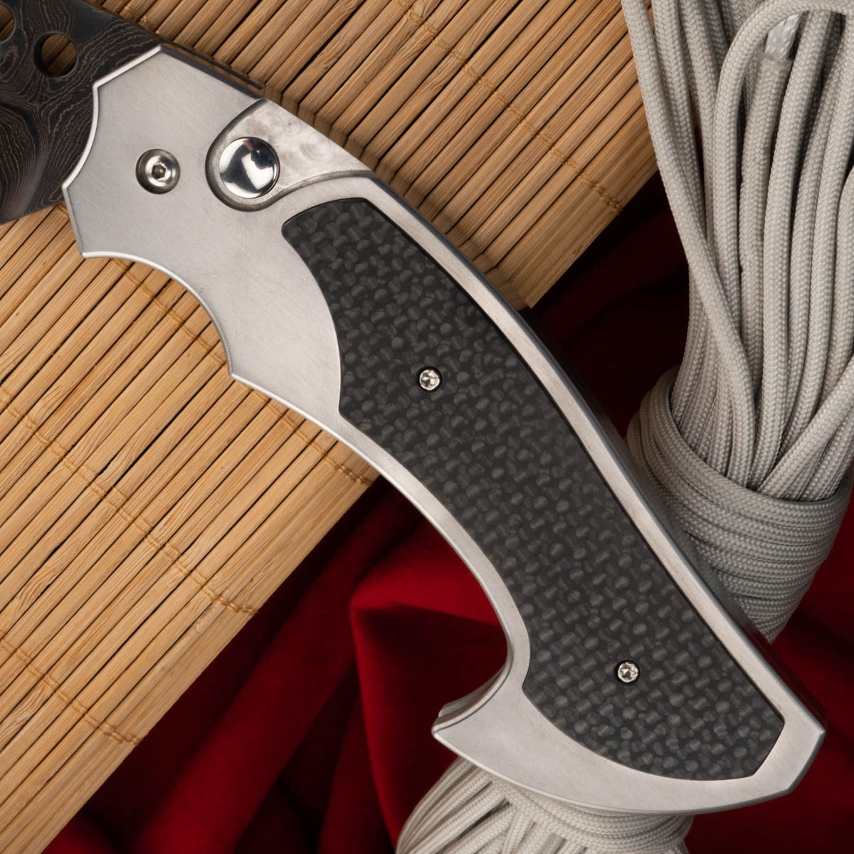 Reese Weiland Rastor, Brad Vice Damascus, Steel Frame W/Carbon Fiber ...