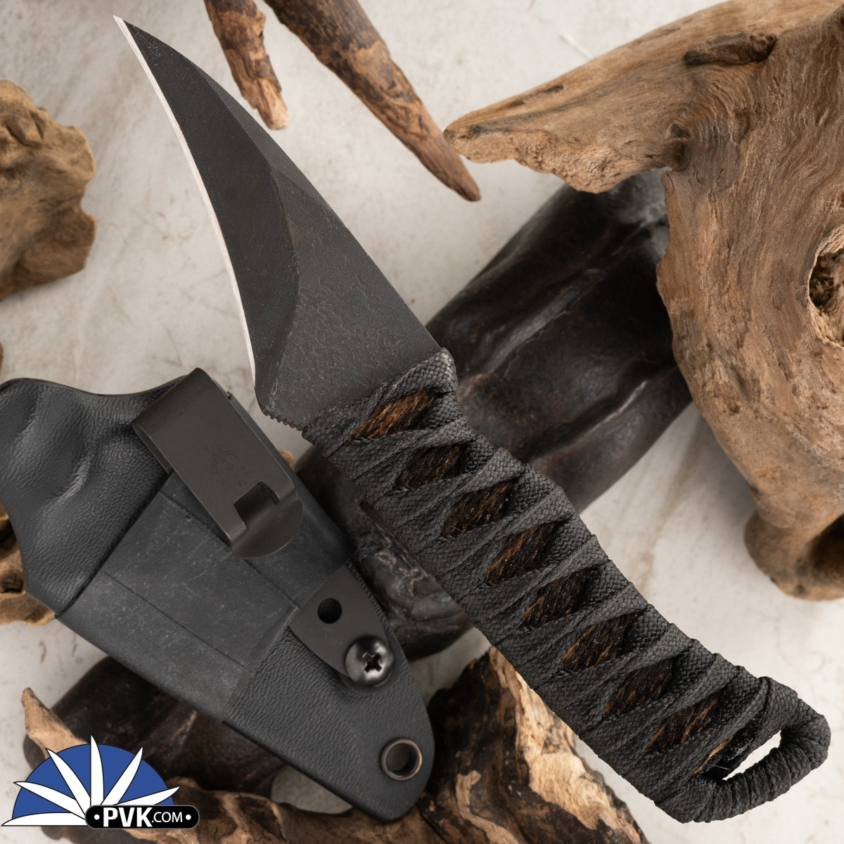 Windy Raven Knifeworks Pikal, Black Blade, Black Tsuka-Ito Wrapped ...