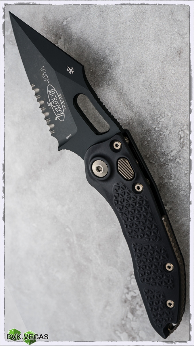 Microtech Auto Stitch S/E Serrated DLC M390 - PVK