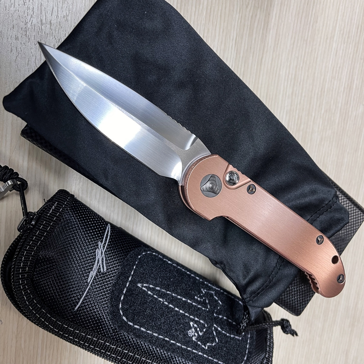 Marfione Custom LUDT Hand Rubbed Satin Blade Stippled/ Satin Copper ...