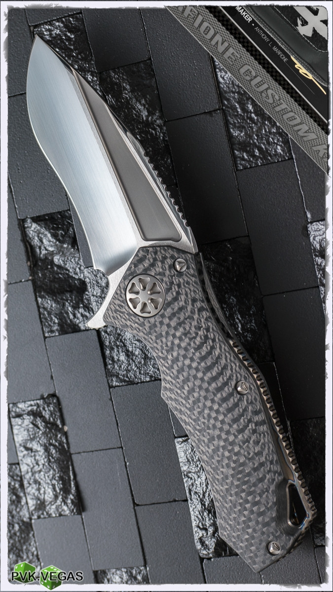 Marfione Custom StarLord Carbon Fiber Satin Blade Flamed Hardware - PVK