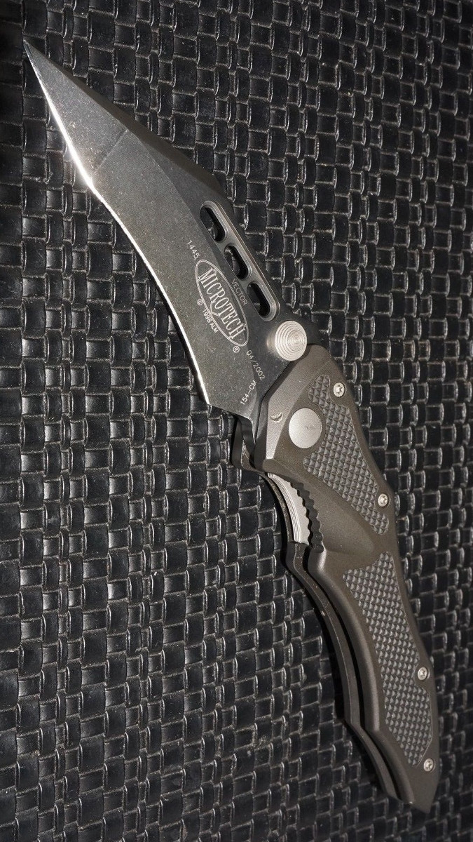 Vintage Microtech Vector M/A Black Handle Black Blade Standard Edge - PVK