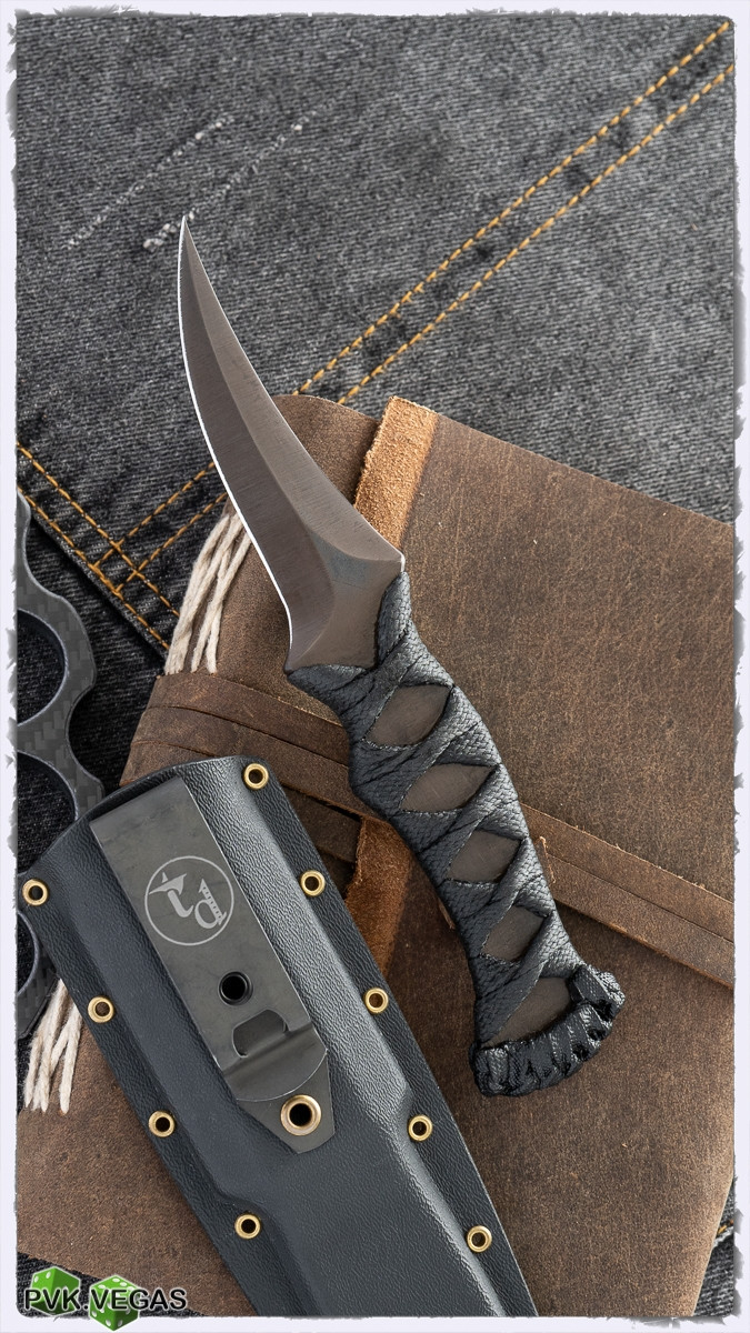 Tracker Dan Guadana Fixed Blade Knife Black Wrapped - PVK