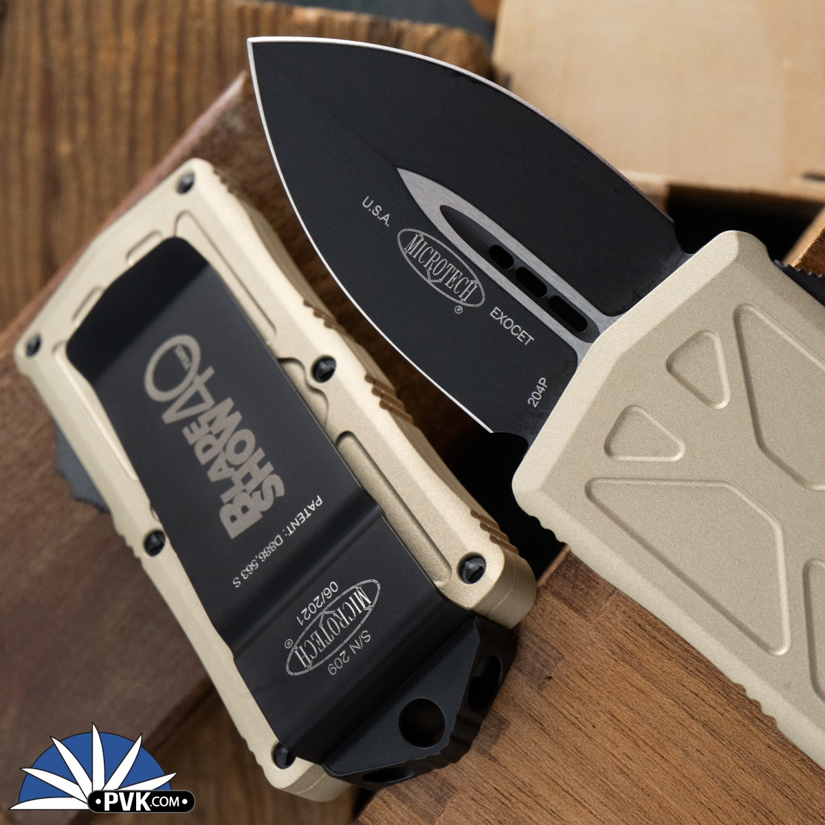 Microtech Exocet 157-1BSE Blade Show Exclusive Double Edge Black Blade ...