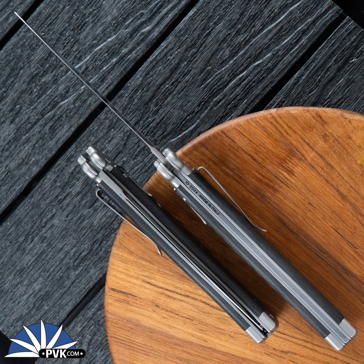 AGA Campolin ZERO+ N690Co Satin Dagger Blade, Carbon Fiber Handle - PVK