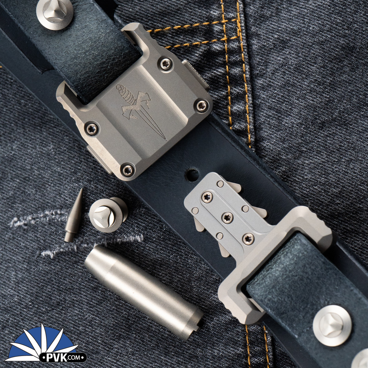 Marfione Custom Apis Belt, Black-Water Buffalo Leather, Bronze Titanium ...