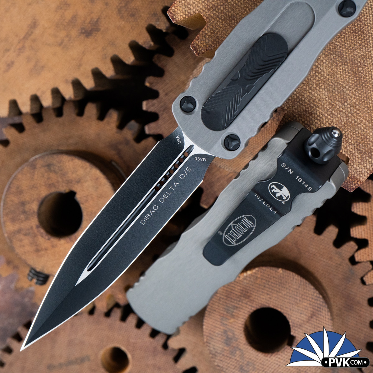 Microtech Dirac Delta 227-1NC Black Blade, Natural Clear Handle - PVK