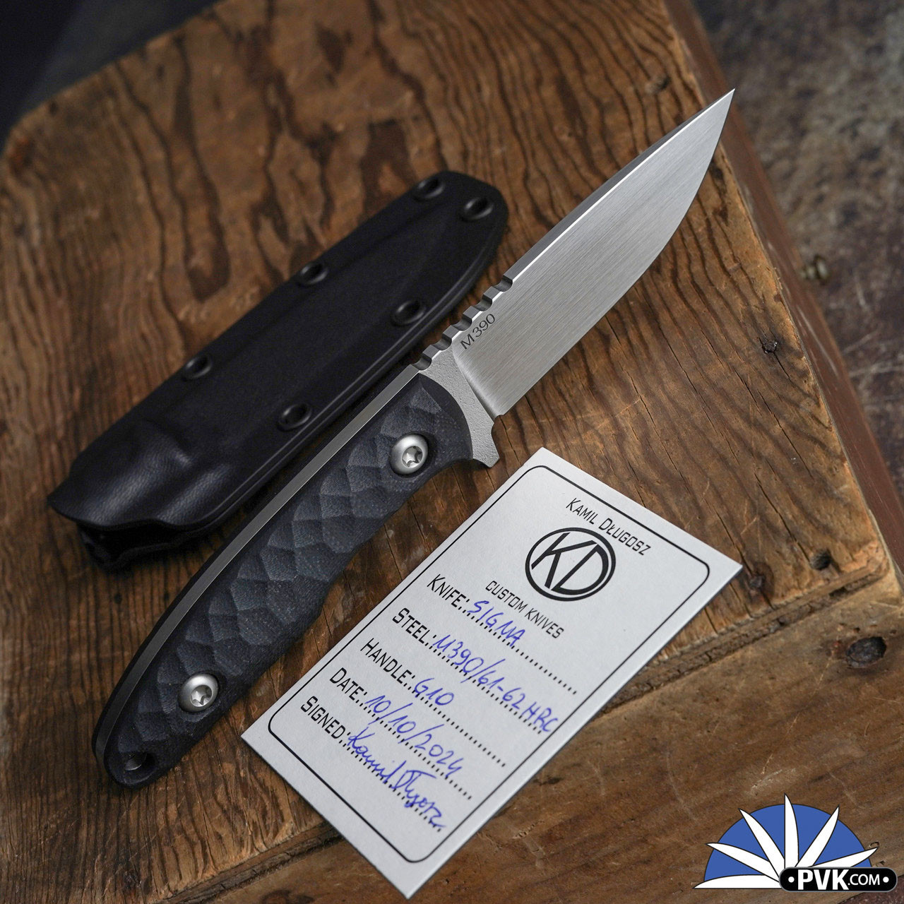 KD Knives Kamil Dlugosz Sigma M390 Satin Finish Flat Grind Blade, Black ...