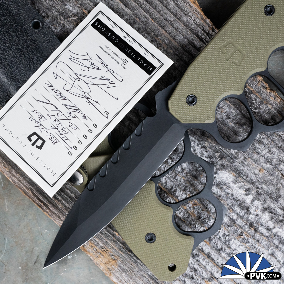 Blackside Customs Trench Boss PSB27 Black Blade, OD Green G10 Scales ...