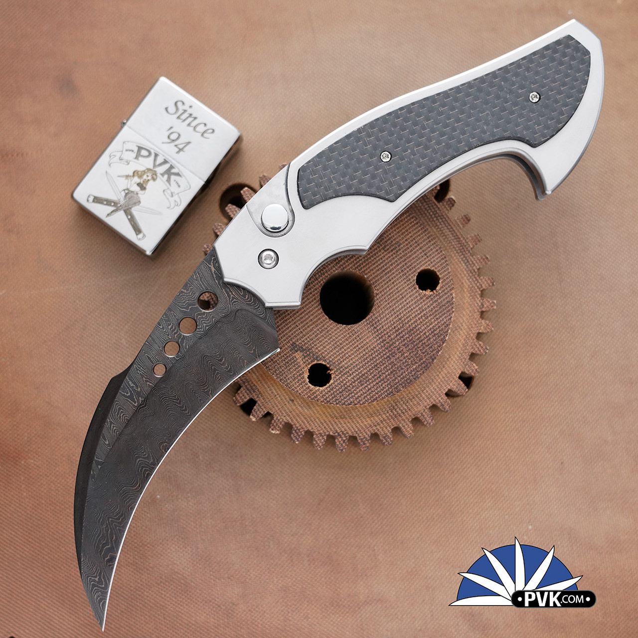 Reese Weiland Rastor, Brad Vice Damascus, Steel Frame W/Lightning ...