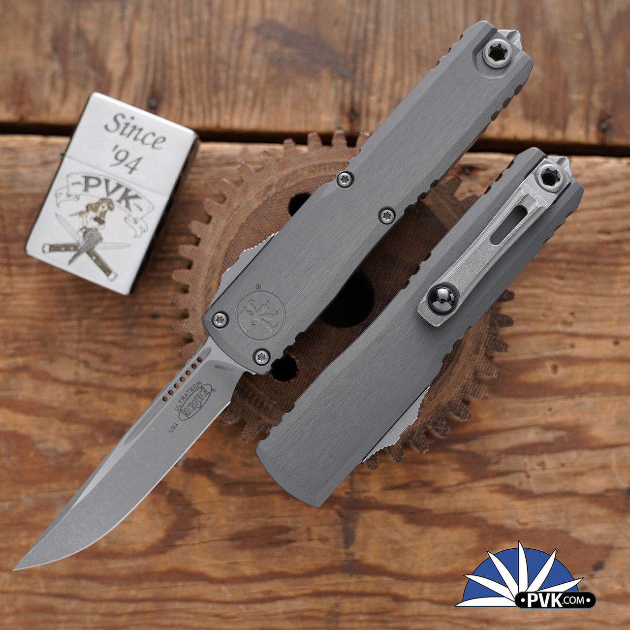 Microtech Ultratech ZBP Gen 3 1121-10APNC Single Edge Apocalyptic Blade, Natural Clear Handle - PVK