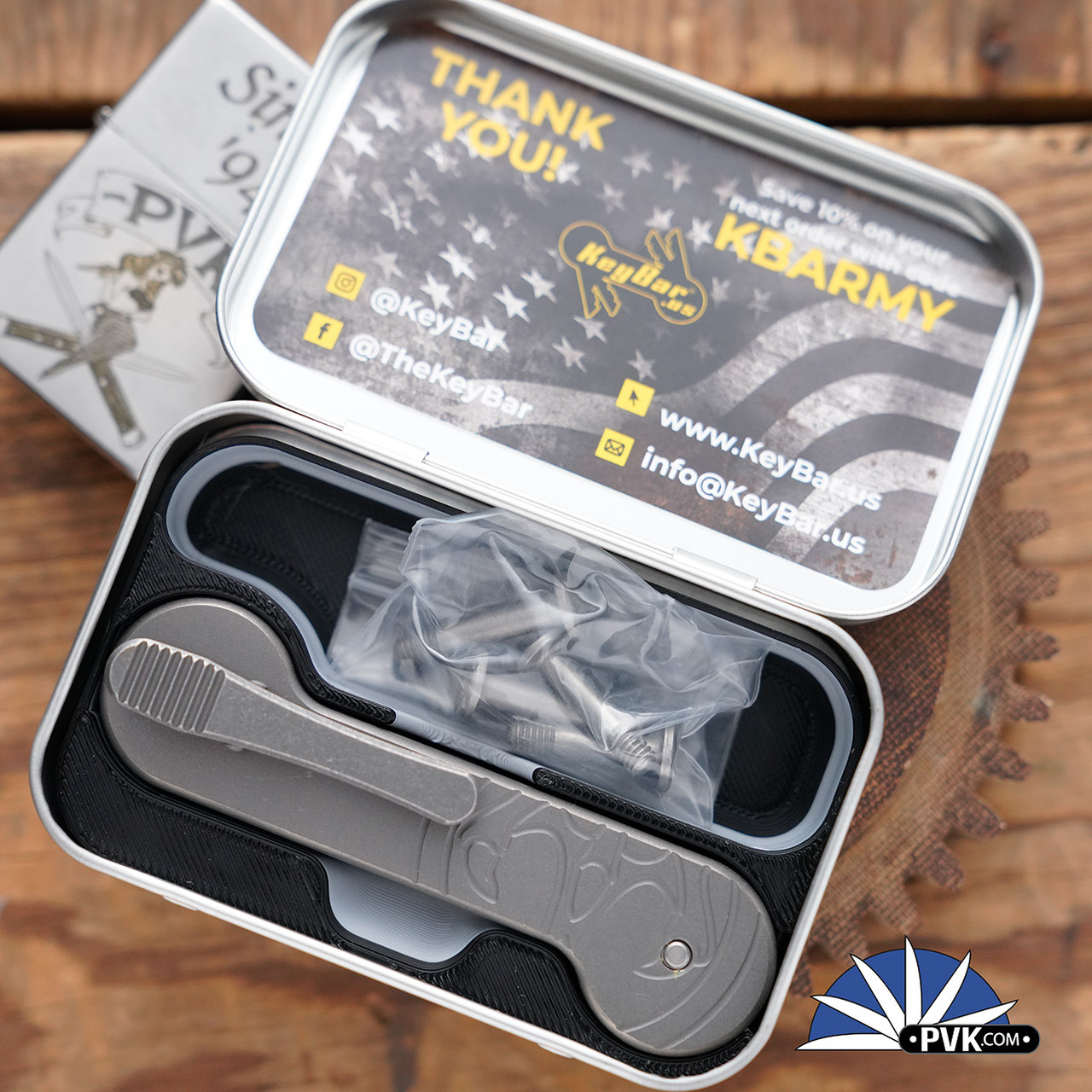 Keybar/Hawk Designs Collaboration Keybar, Titanium W/Hawk Grip Clip - PVK