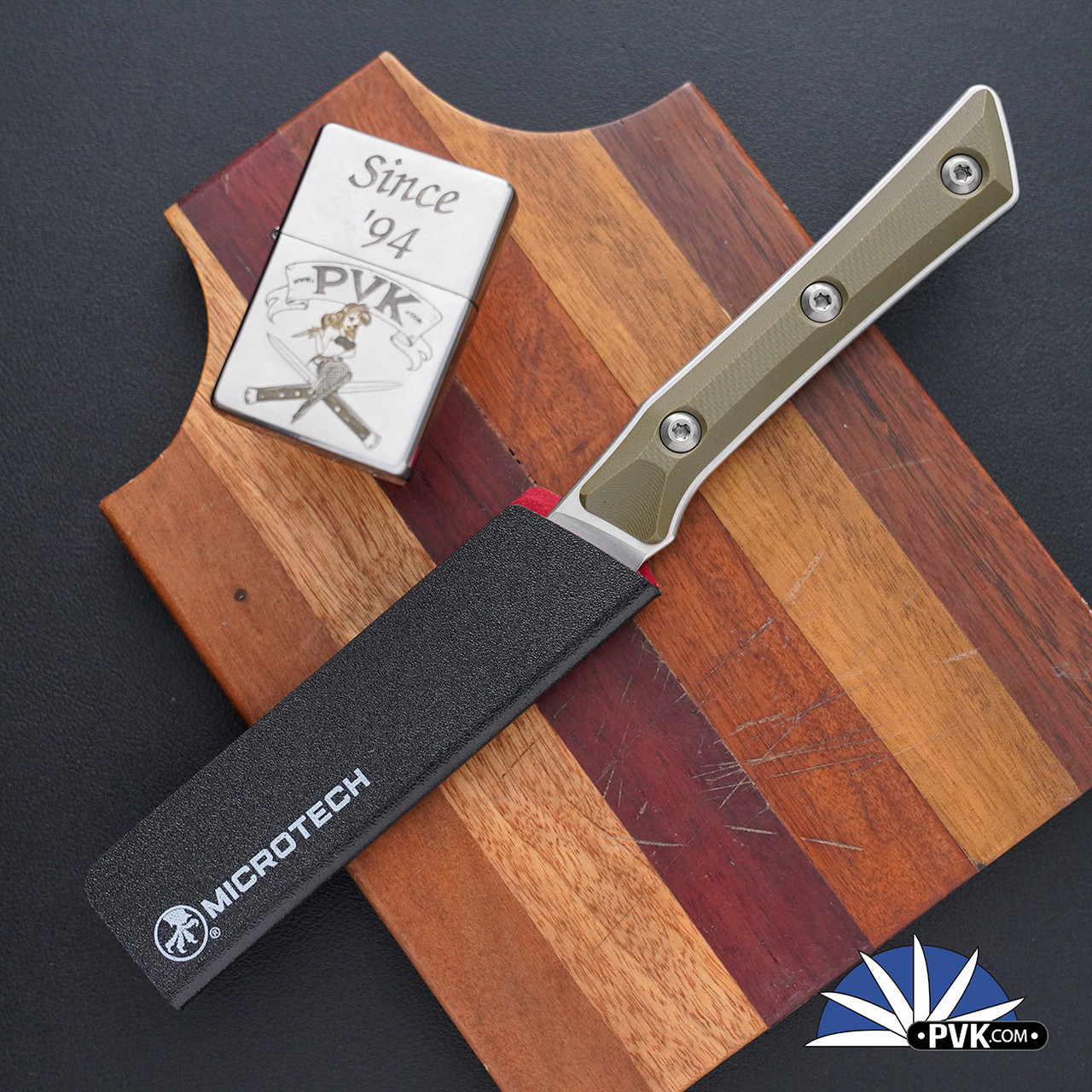 Microtech Kitchen Paring Knife 3500-10OD Stonewashed Blade, OD Green ...