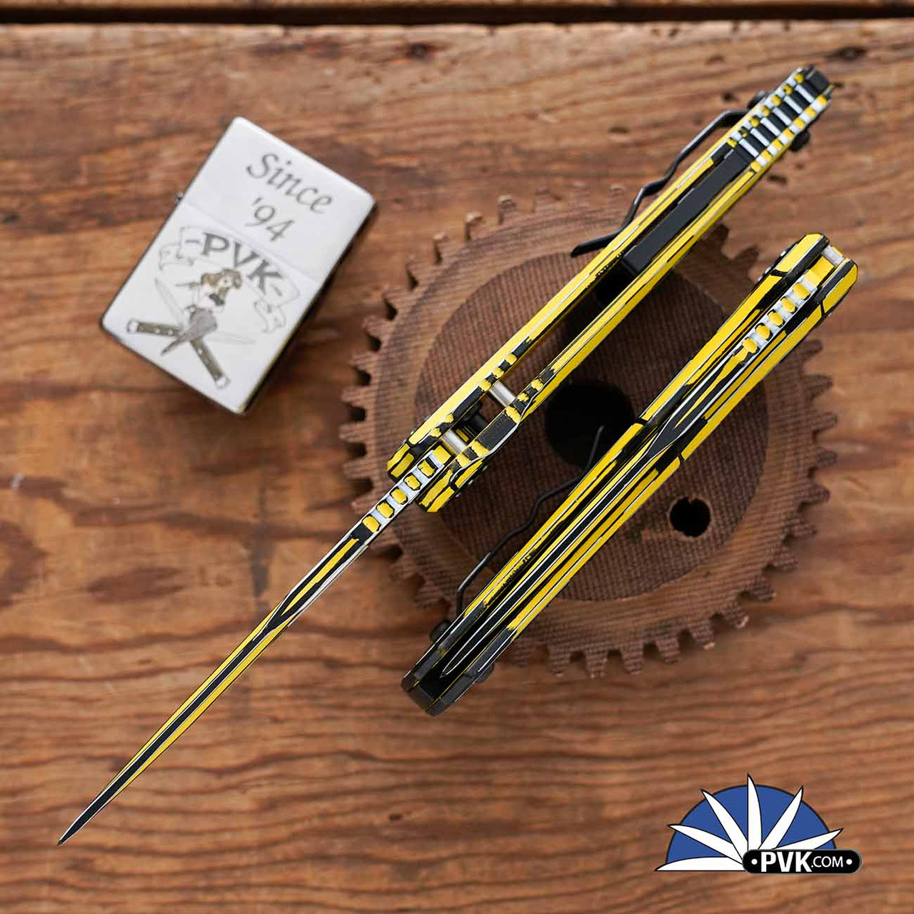 Heretic Knives Wraith V4 Auto Bowie Blade, Cel Shade Yellow - PVK