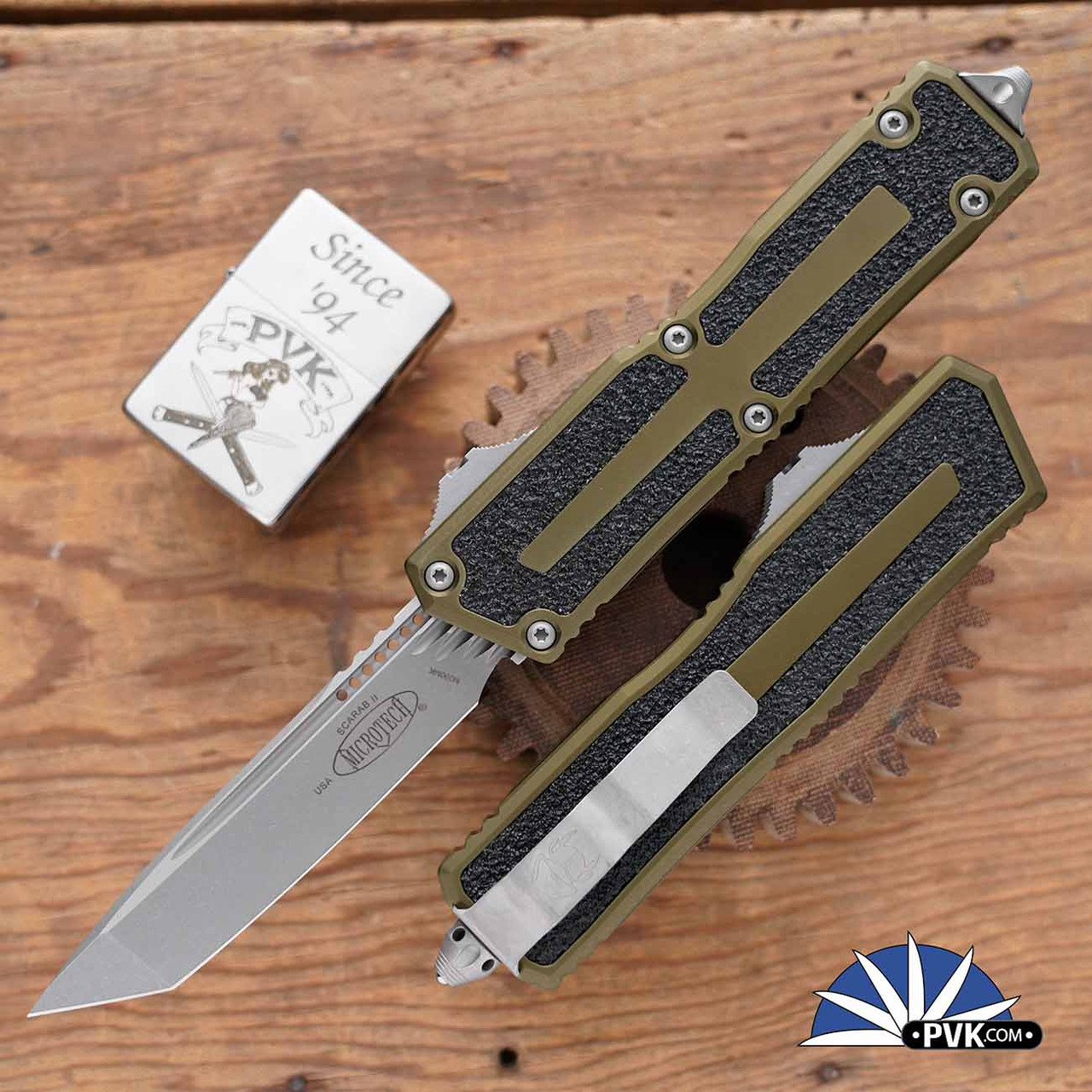 Microtech Scarab 2 Gen 3 1279-10APOD Tanto Apocalyptic Blade, OD Green ...
