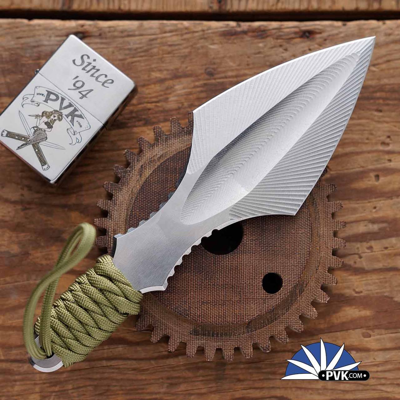 Angryman Apocalypse Spearhead V2 AEB-L With Green Paracord Wrap & Kydex ...