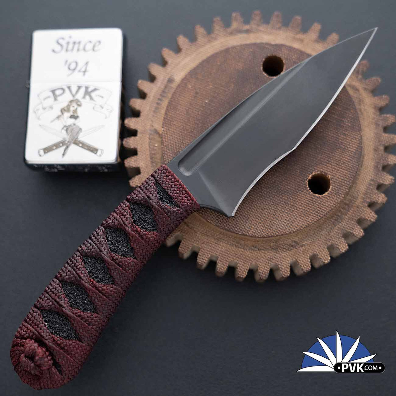 Bastinelli Creations Custom SIN Fixed Blade N690, RED Tsuka Wrap W ...