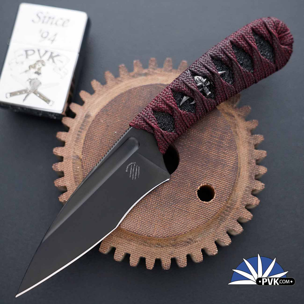 Bastinelli Creations Custom SIN Fixed Blade N690, RED Tsuka Wrap W ...