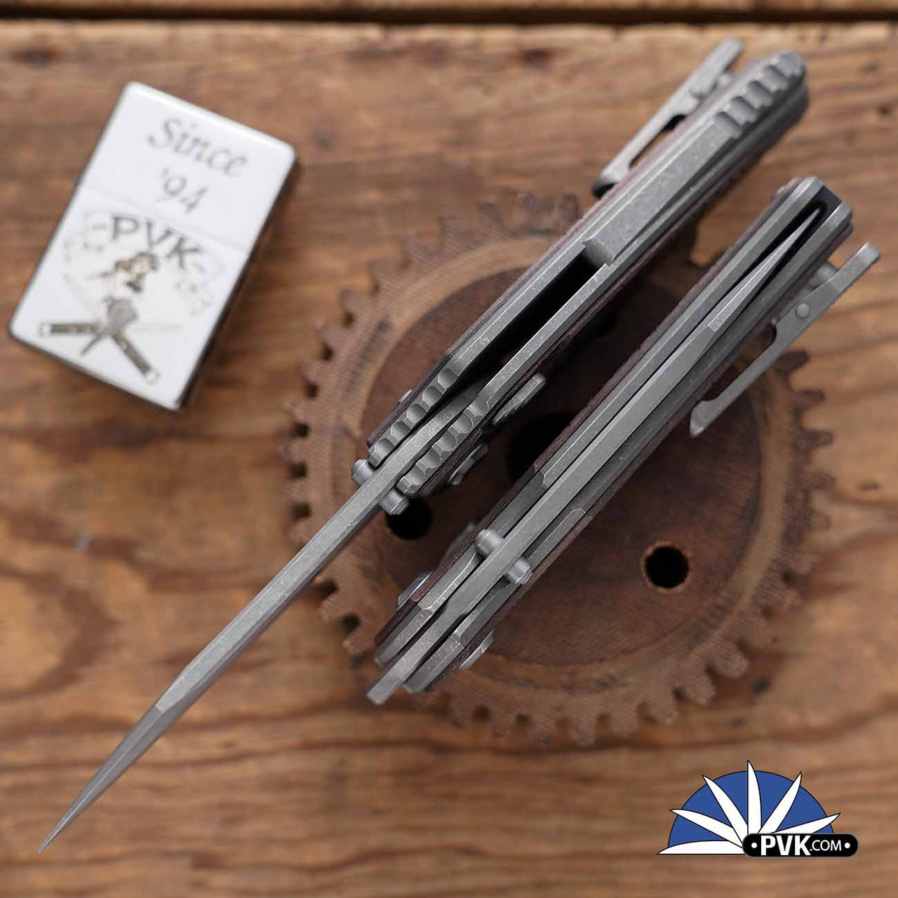 Hawk Knives Talon Stonewashed M390 Blade, Uni Copper Drop Fat Carbon ...