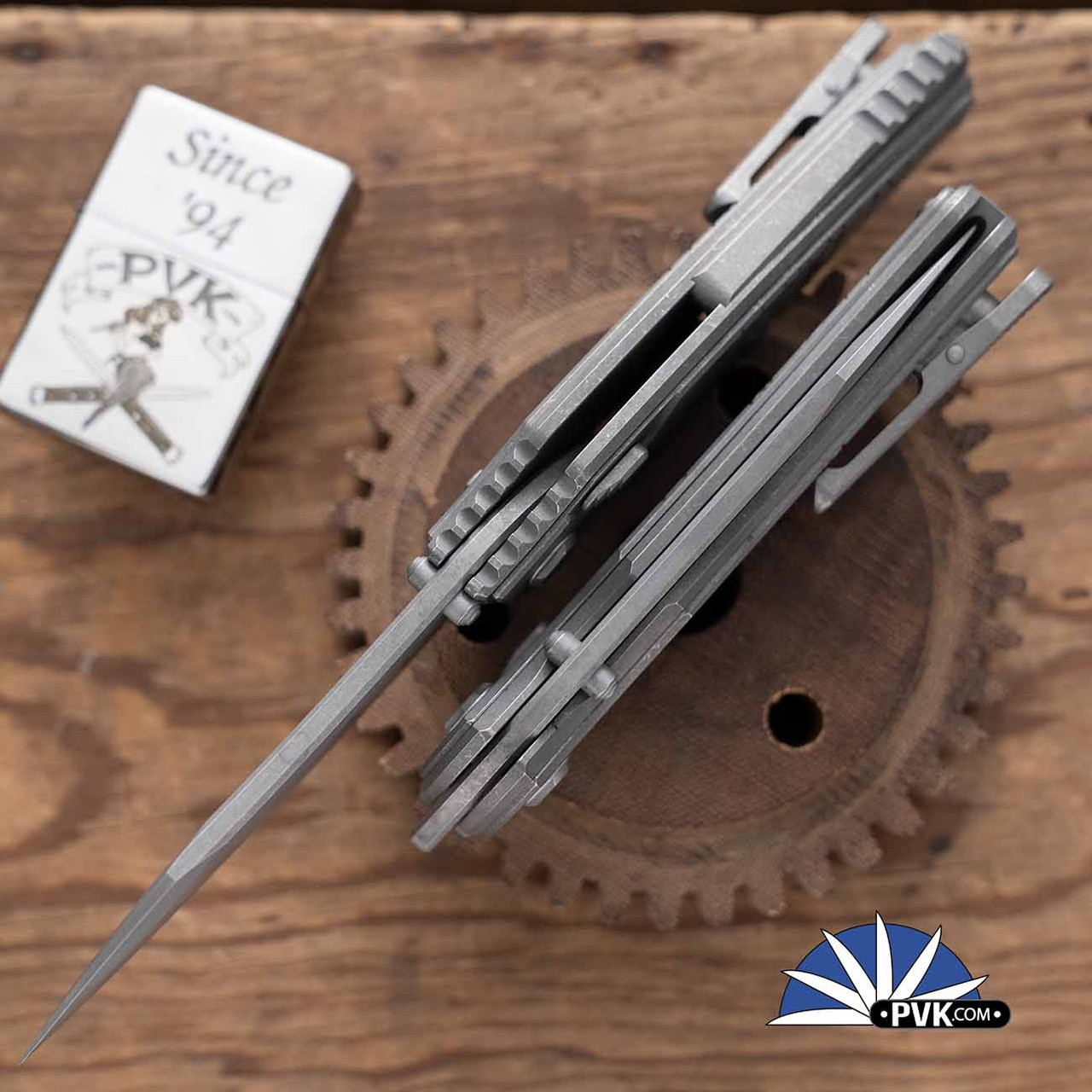 Hawk Knife Designs Talon Stonewashed M390 Blade, Titanium Handle Scales ...