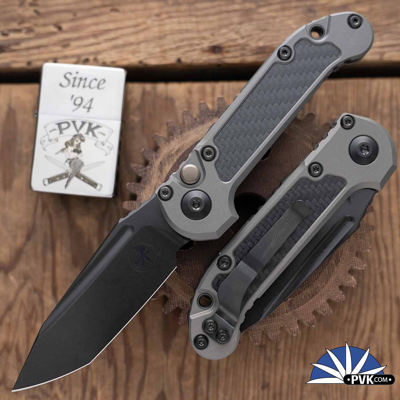 Microtech LUDT Gen 3 1136-1DLCTNCCFIS DLC Black Blade, Natural Clear ...