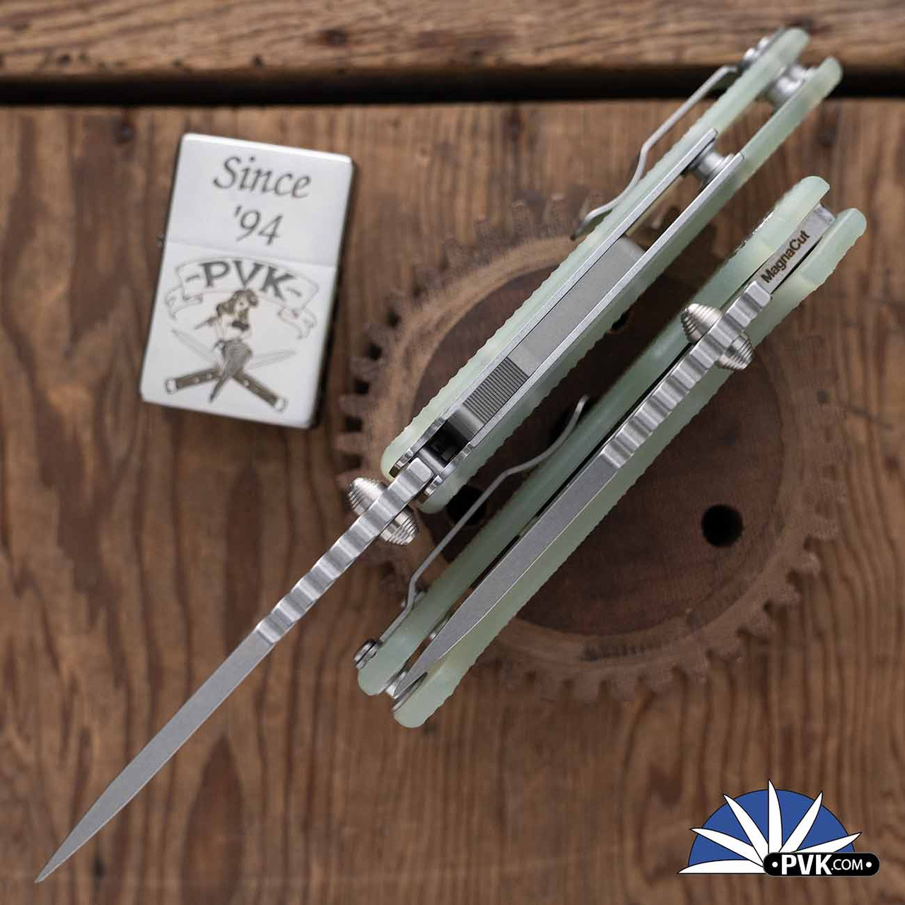 Demko Knives MG AD20 Shark-Lock Magnacut Clip Point Blade, Natural G10 ...