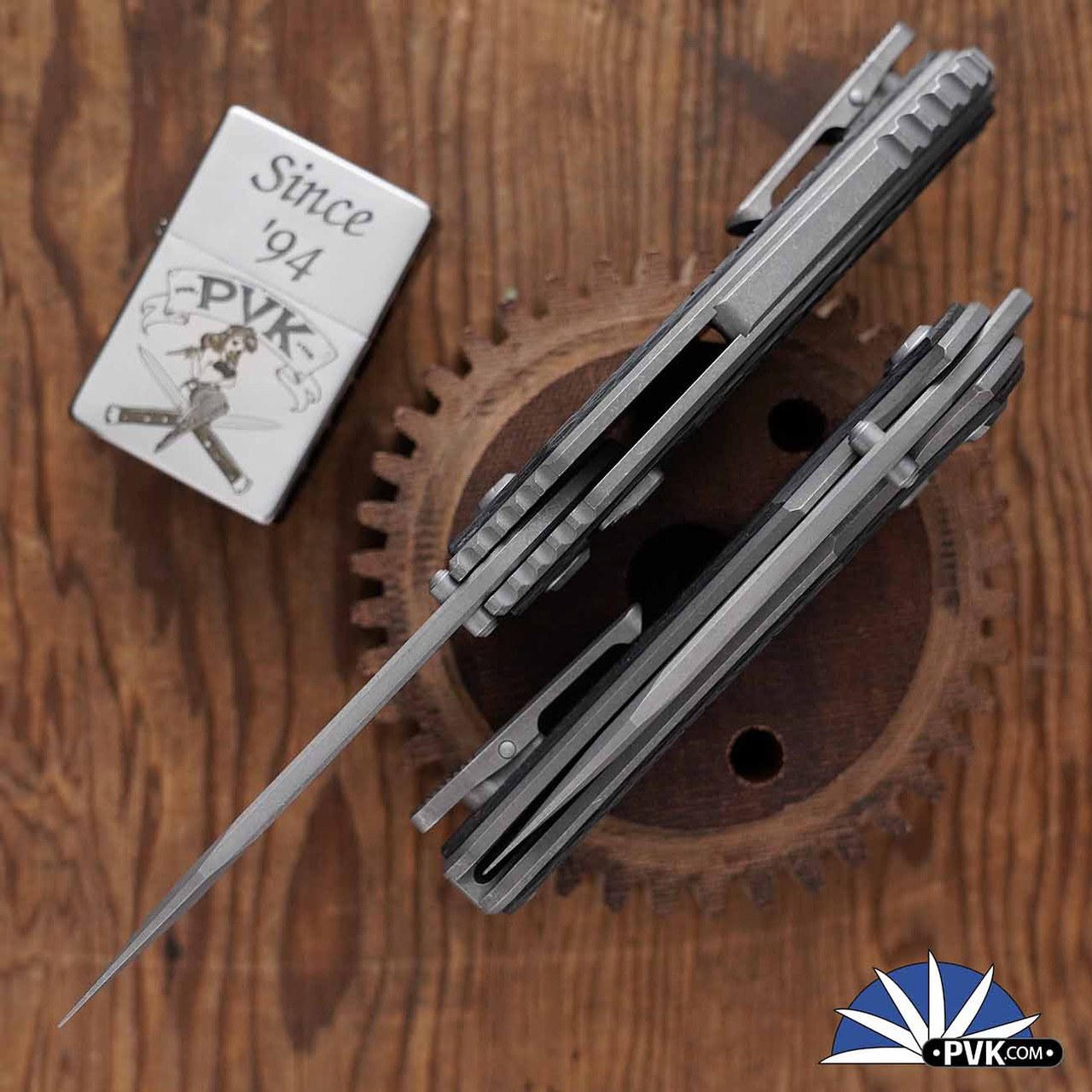 Hawk Knives Talon Stonewashed M390 Blade, Standard Carbon Fiber Handle ...