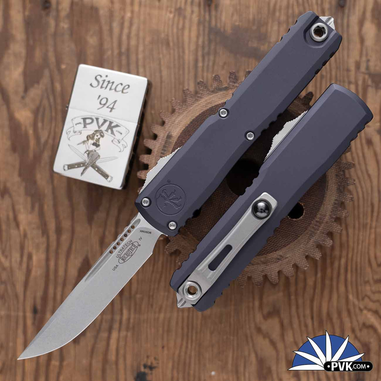 Microtech Ultratech Gen 4 11214-10GP, Stonewashed Single Edge Blade ...