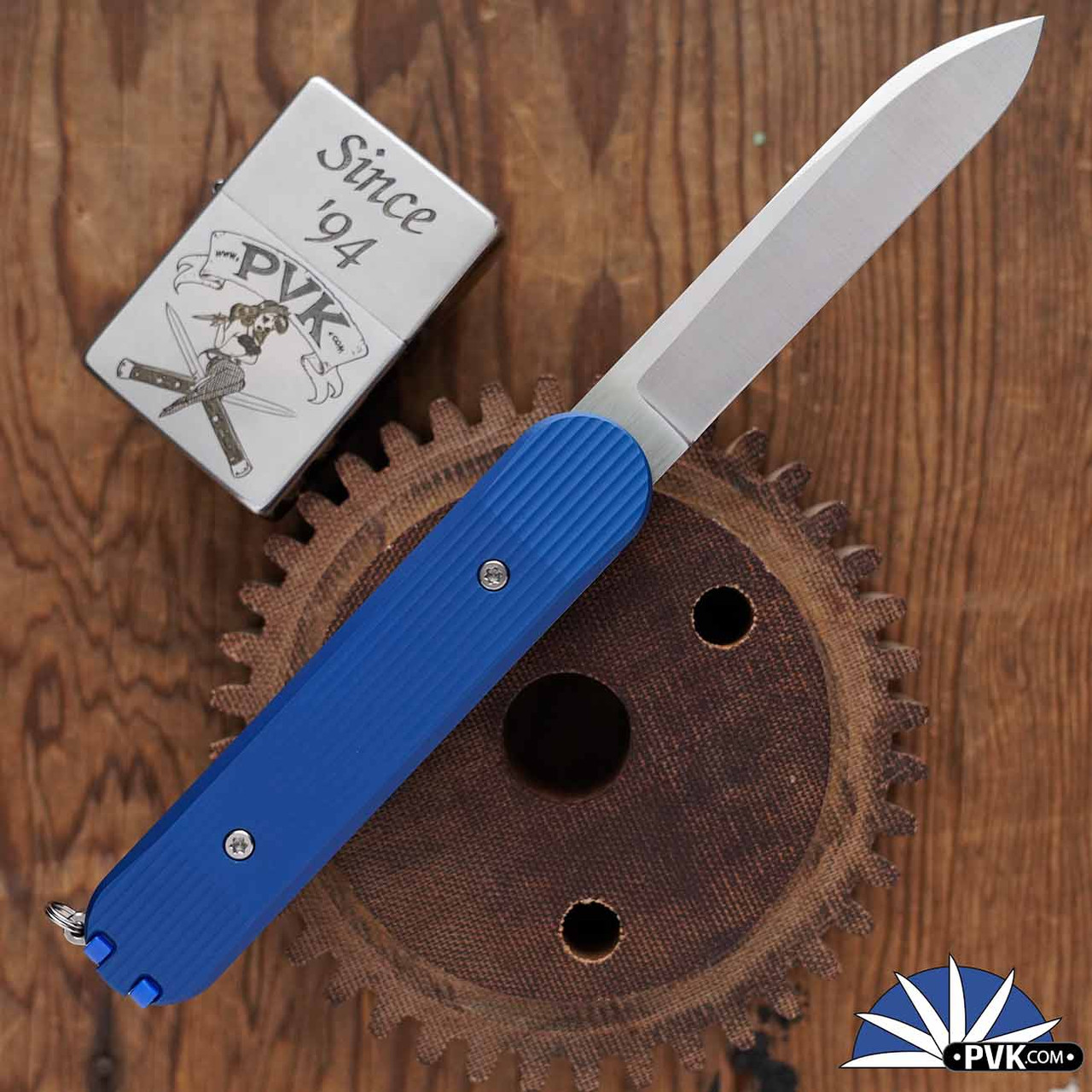 Chuck Gedraitis Switch Army Auto, Traditional Blade, Blue Pinstripe ...