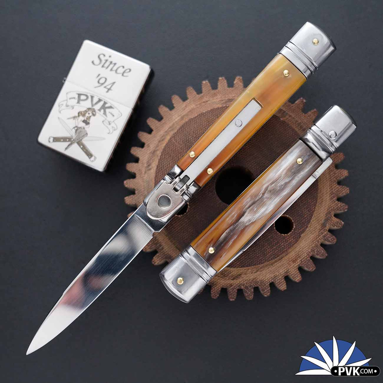 Frank B Slimline 7.7" Lever Lock, Honey Horn Scales - PVK