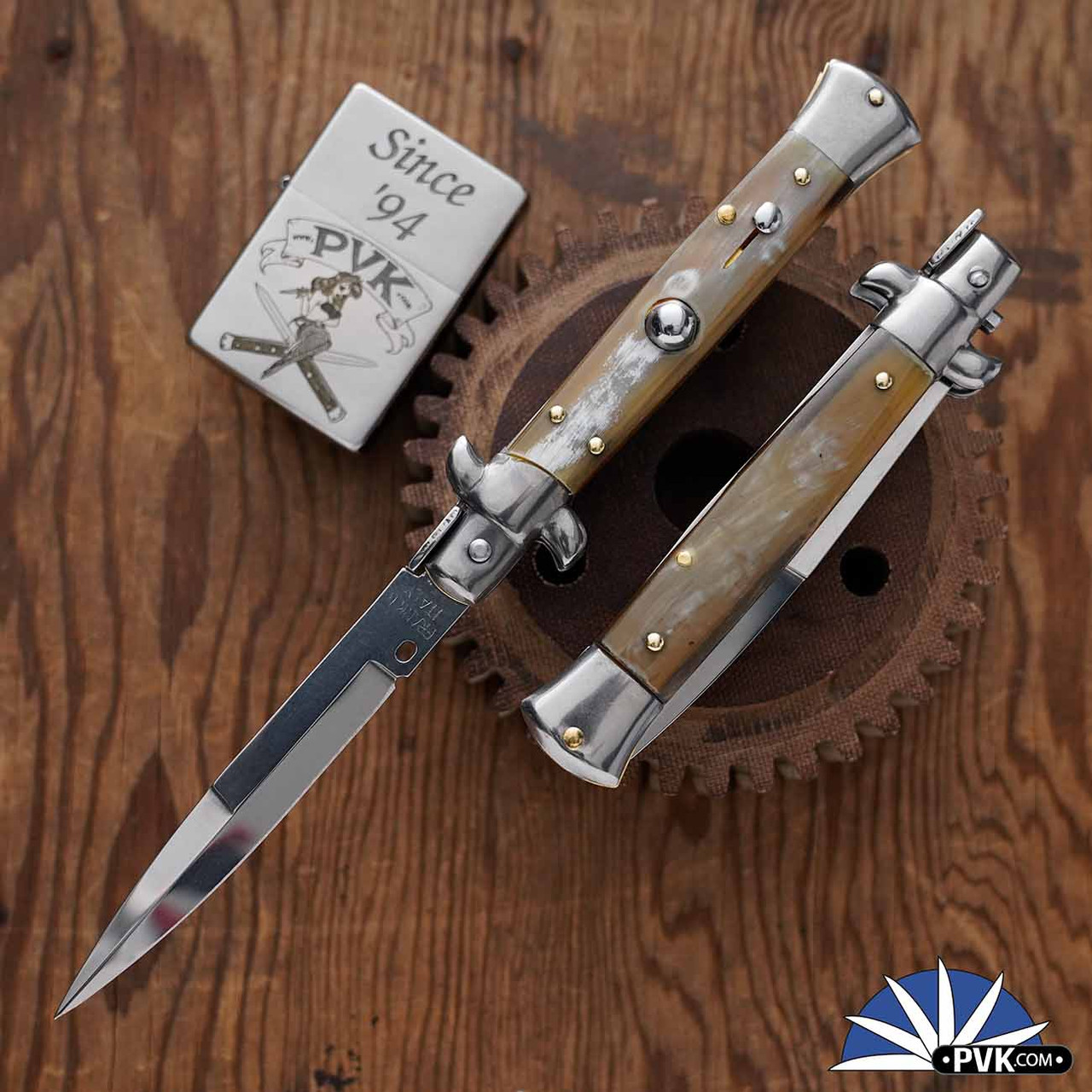 Frank B Italian Stiletto 8" Bayonet, Blonde Honey Horn (20CM) - PVK