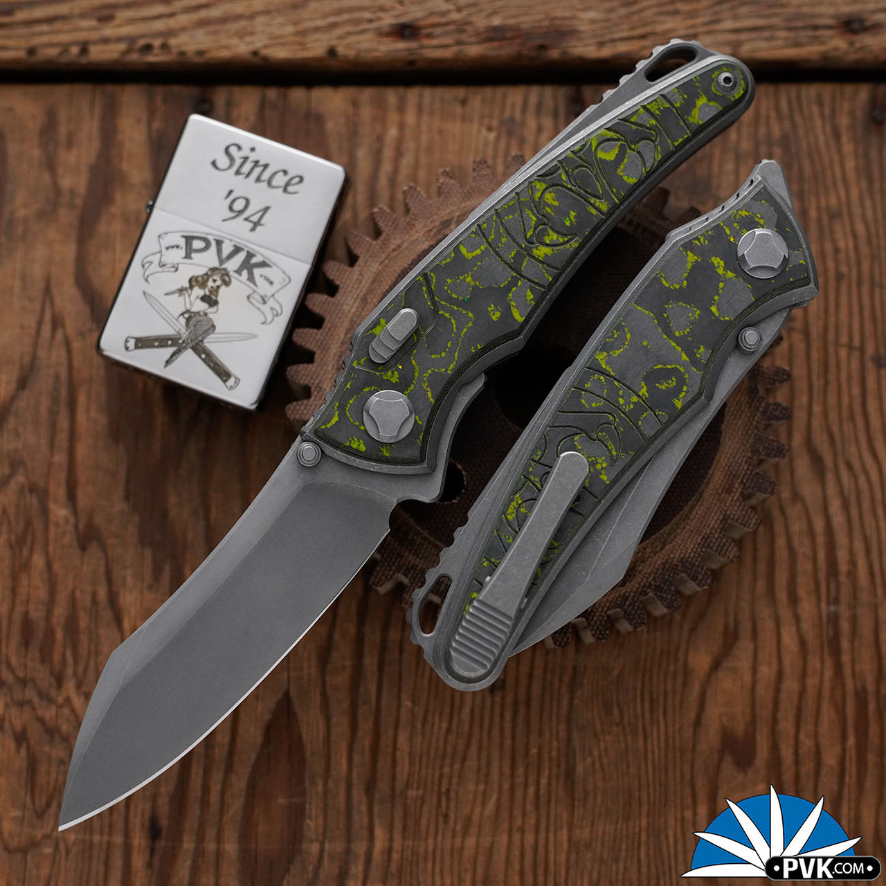 Hawk Knives Talon Stonewashed M390 Blade, Toxic Moss Camo Carbon Handle ...