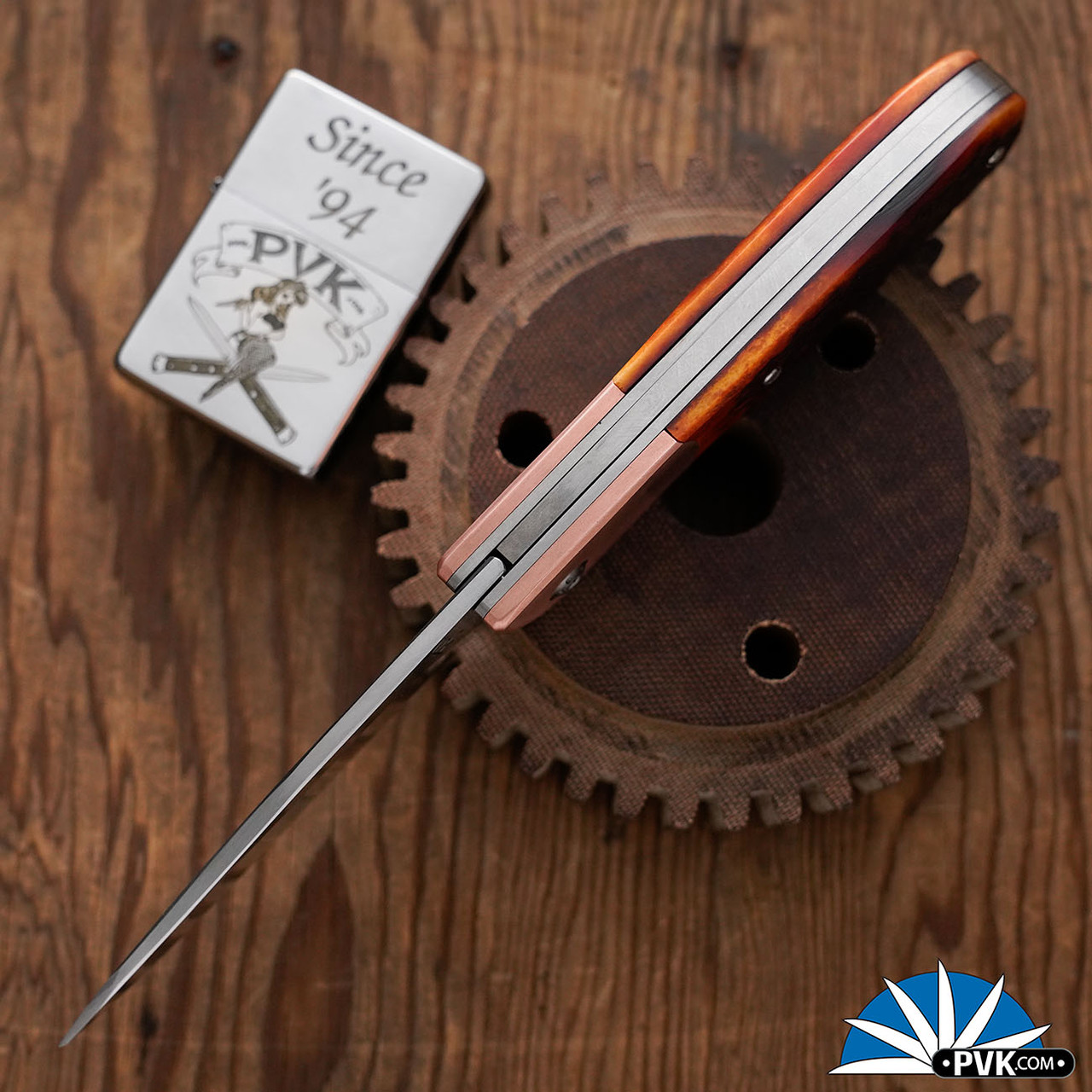 Richard S. Wright Bolster Release Auto 3V Drop Point Blade, Copper ...