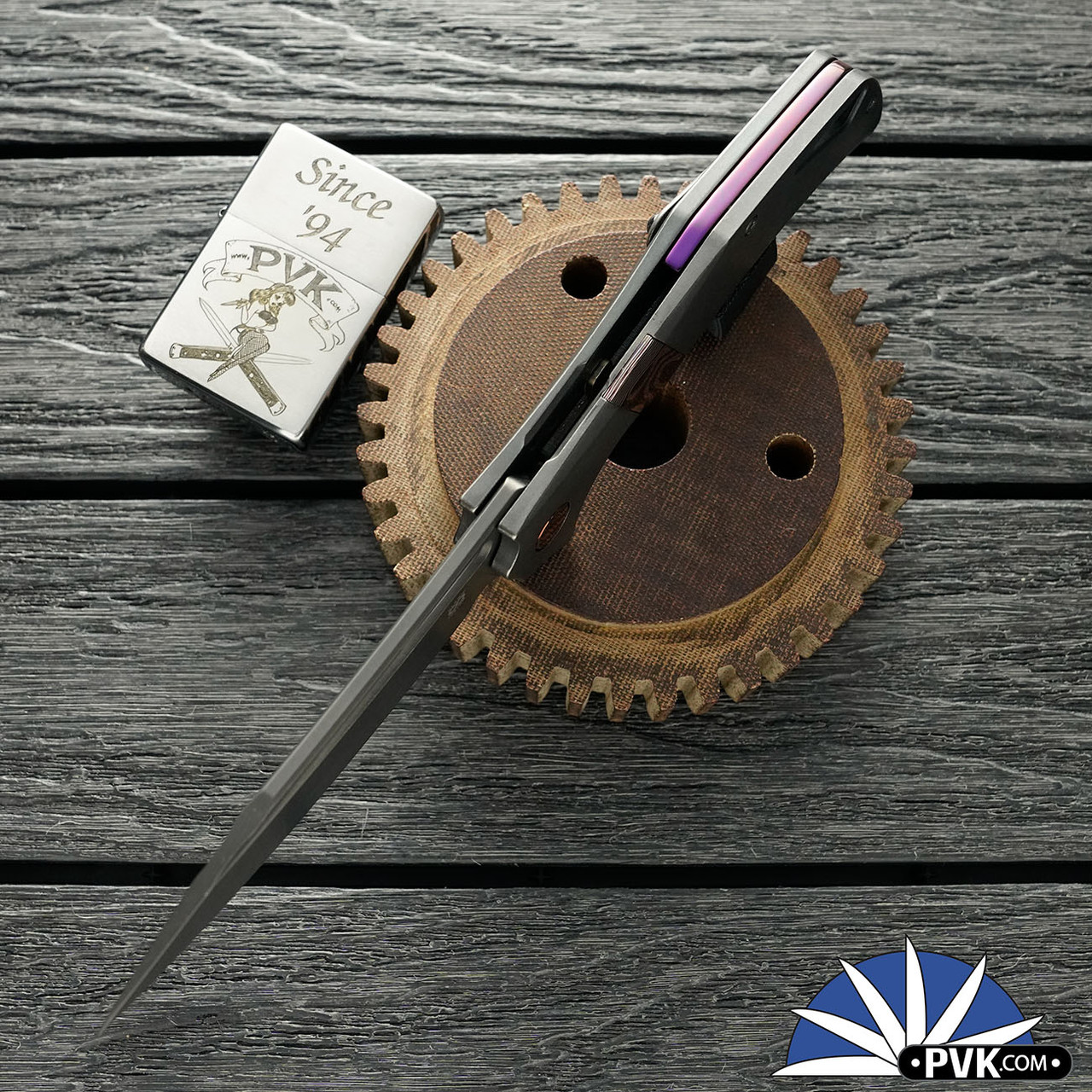 Olamic Cutlery Swish, Darkwashed Elmax Blade, Titanium Handles W ...