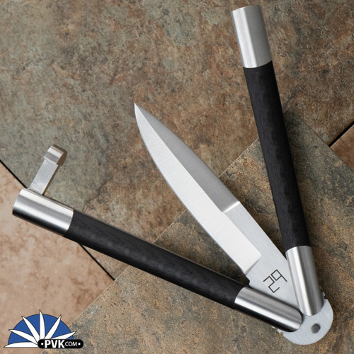 29 Knives Custom 4" S35VN Weehawk Blade, Carbon Fiber Inlay, Channel ...