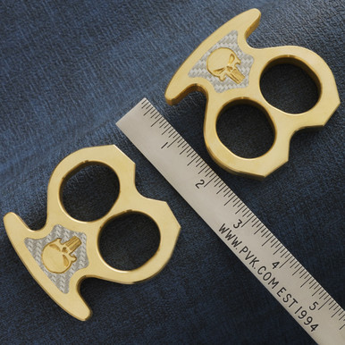 BURN Custom 2 Finger Knuckles Brass 1/2" Silver Twill Carbon Fiber ...