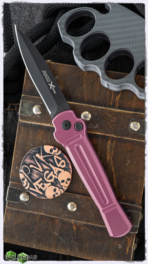 AKC X-treme Ace Automatic Knife - Purple Handle Black Blade - PVK