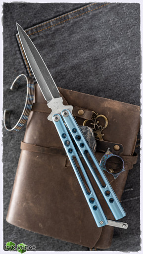 BaliBalistic Custom Balisong, Double Edge Damascus Blade, Channel Cut ...