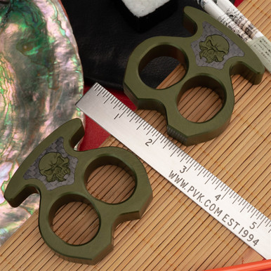 BURN Custom 2 Finger Knuckles Aluminum 3/4" Green w/Black Carbon Fiber ...