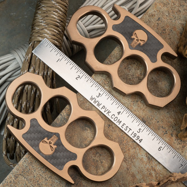 BURN Custom 4 Finger Knuckles Aluminum 1/2" Bronze w/Black Carbon Fiber ...