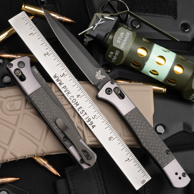 Benchmade Auto Fact AXIS Lock, Aluminum/CF Handle, 4" Black DLC CPM ...