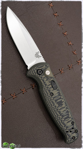 Benchmade CLA Auto 4300-1 Stonewash Blade Blk/Grn G10 Scales - PVK