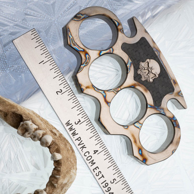 BURN Custom 4 Finger Knuckles Ti 1/2" CF Inlay Burn Skull Torched V3 - PVK
