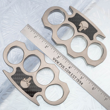 BURN Custom 4 Finger Knuckles Ti 1/2" CF Inlay Punisher Skull - PVK