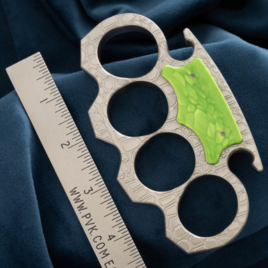 BURN Custom 4 Finger Knuckles Stainless Steel 1/2" Engraved w/Green ...