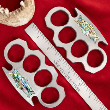 BURN Custom 4 Finger Knuckles Stainless Steel 1/2" Abalone Inlays - PVK