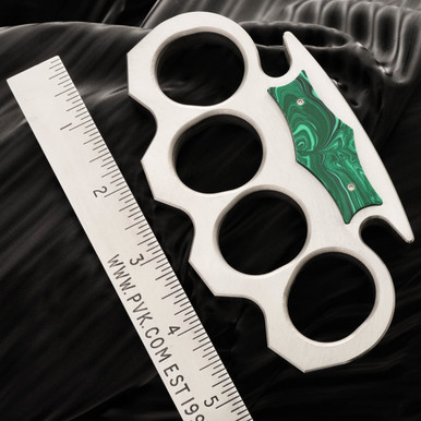 BURN Custom 4 Finger Knuckles Stainless Steel 1/2" Malachite Onlays - PVK