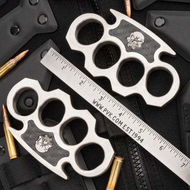 BURN Custom 4 Finger Knuckles Ti 1/2" Carbon Fiber inlay Burn Skull ...